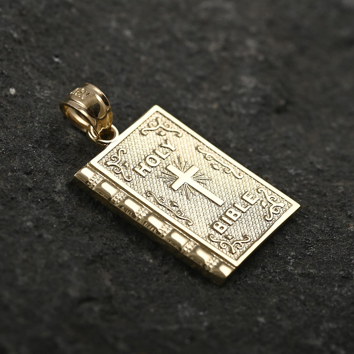 Buy 10K Yellow Gold 12.25x18.30mm Holy Bible Cross Pendant 1.40 Grams ...