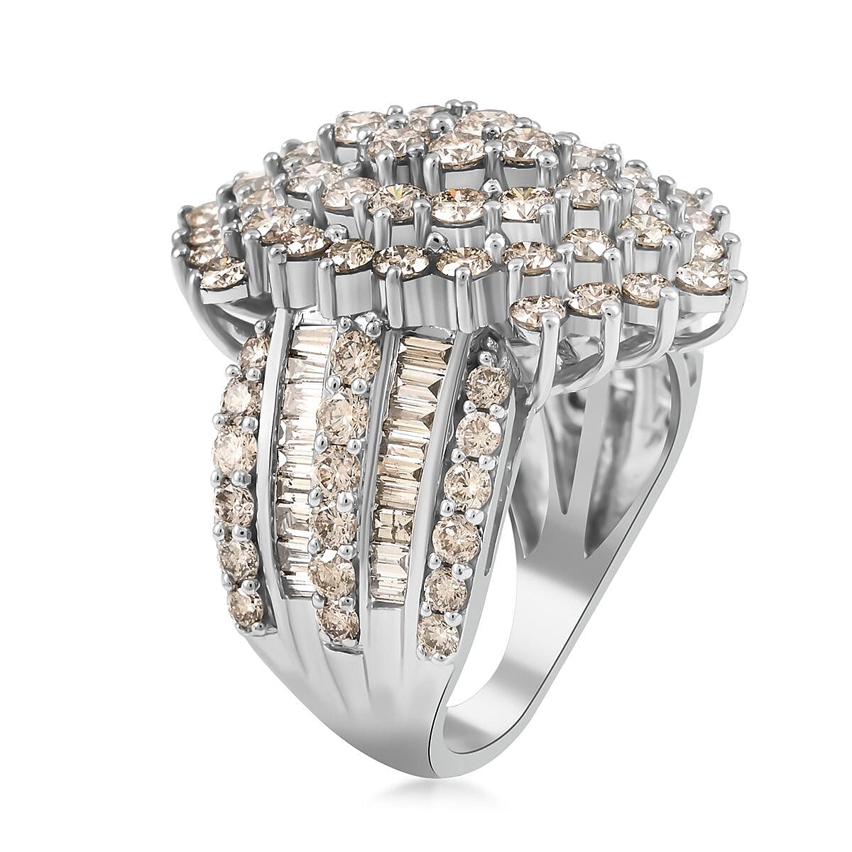 Buy Dixie Lee 10K White Gold Diamond SI Cluster Ring 7.50 Grams 4.00 ...