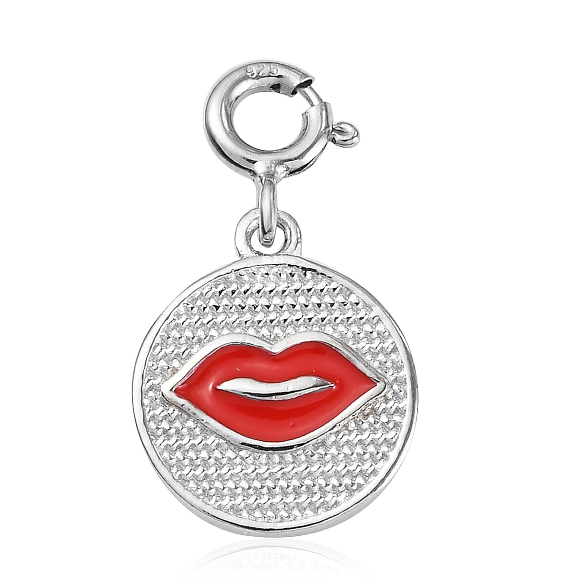 Buy Platinum Over Sterling Silver and Enameled Lip Charm at ShopLC.