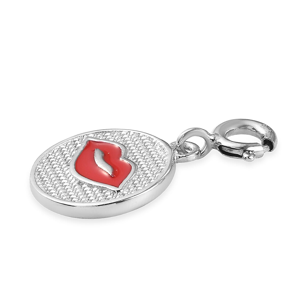 Buy Platinum Over Sterling Silver and Enameled Lip Charm at ShopLC.