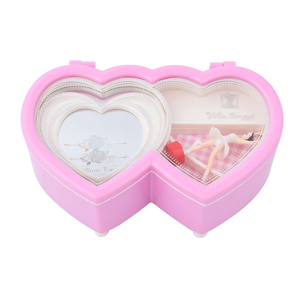 Buy Pink Double Heart Shape Music Box (6.3"x3.94"x2.56") at ShopLC.