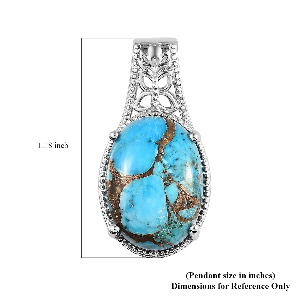 Buy Matrix Chestnut Brine Turquoise Solitaire Pendant in Platinum Over ...