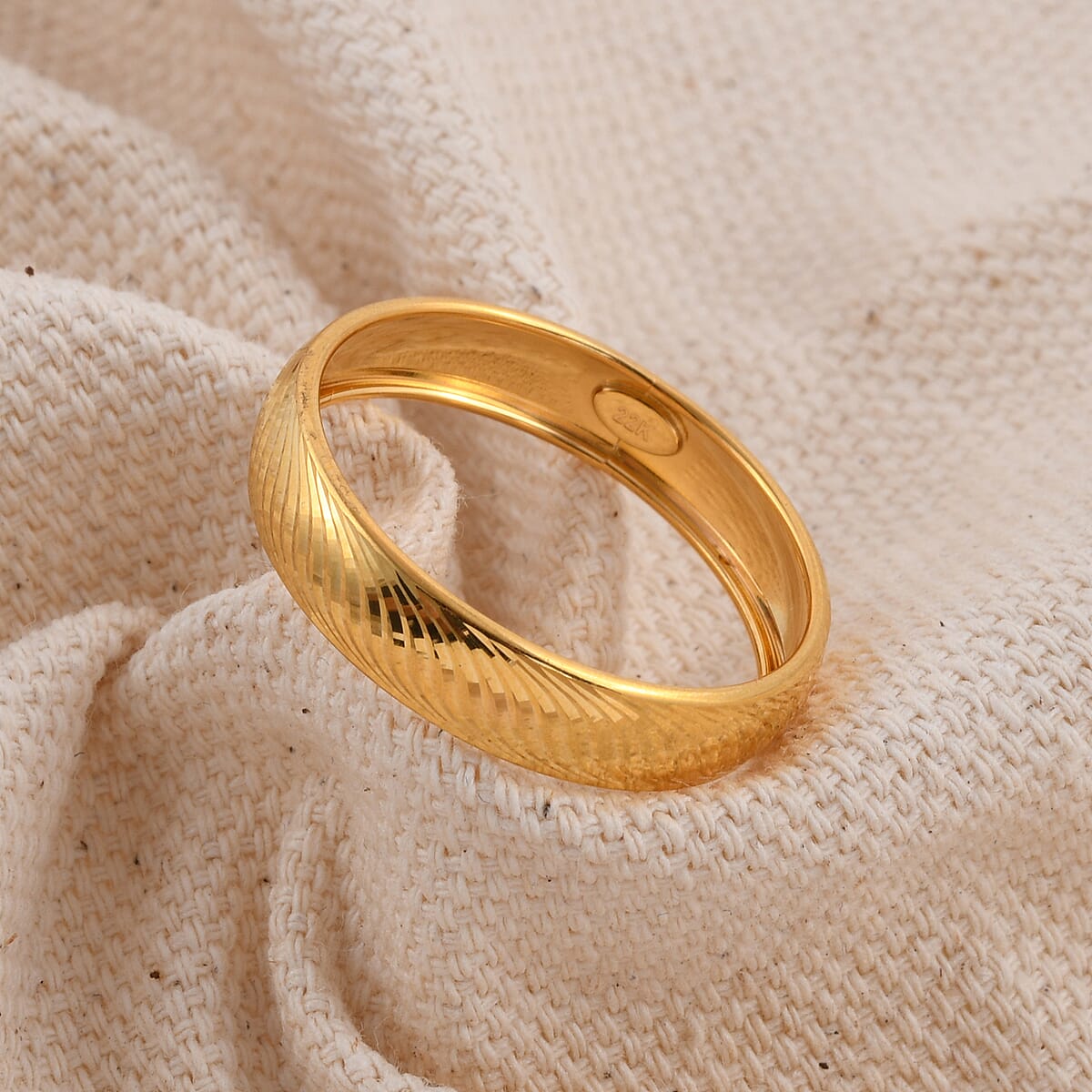 Buy 22K Yellow Gold Wave Pattern Ring (Size 6.0) 2 Grams at ShopLC.