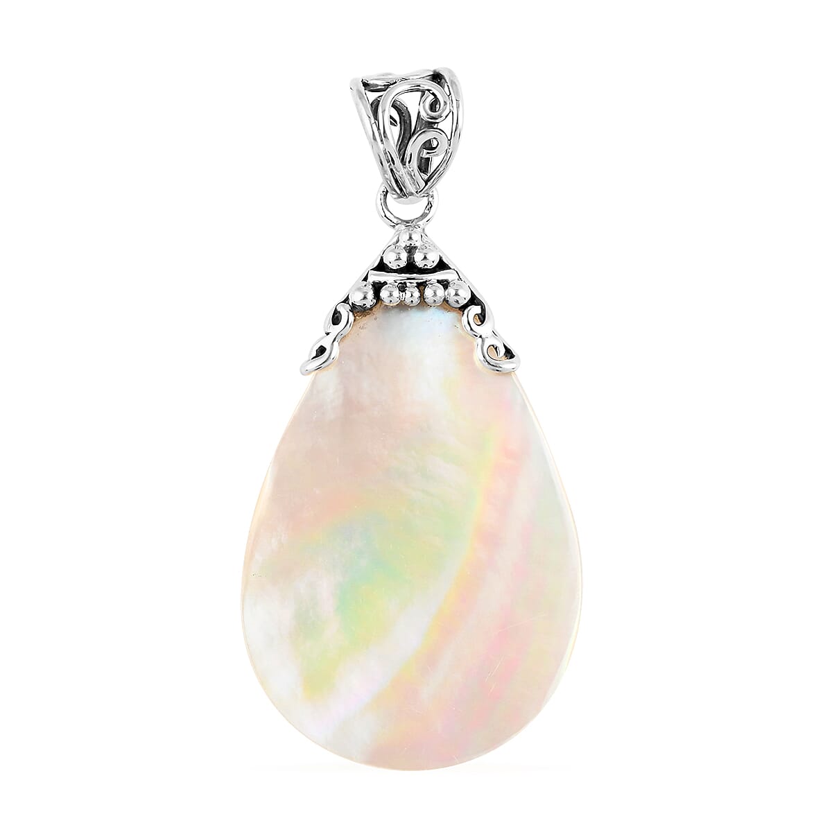 Buy Mother Of Pearl Pear Shape Pendant in Sterling Silver at ShopLC.
