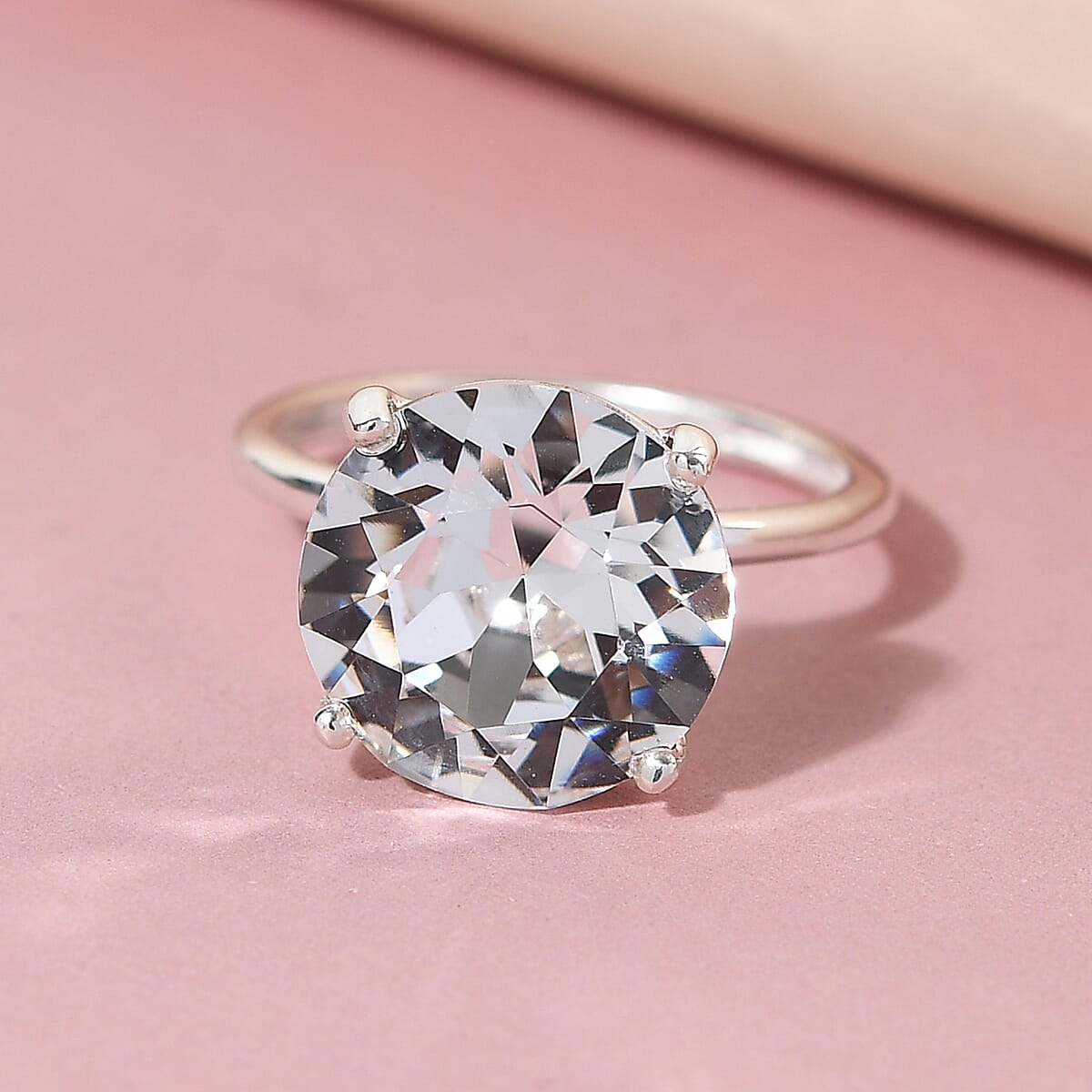 Buy White Crystal Solitaire Ring in Sterling Silver at ShopLC.