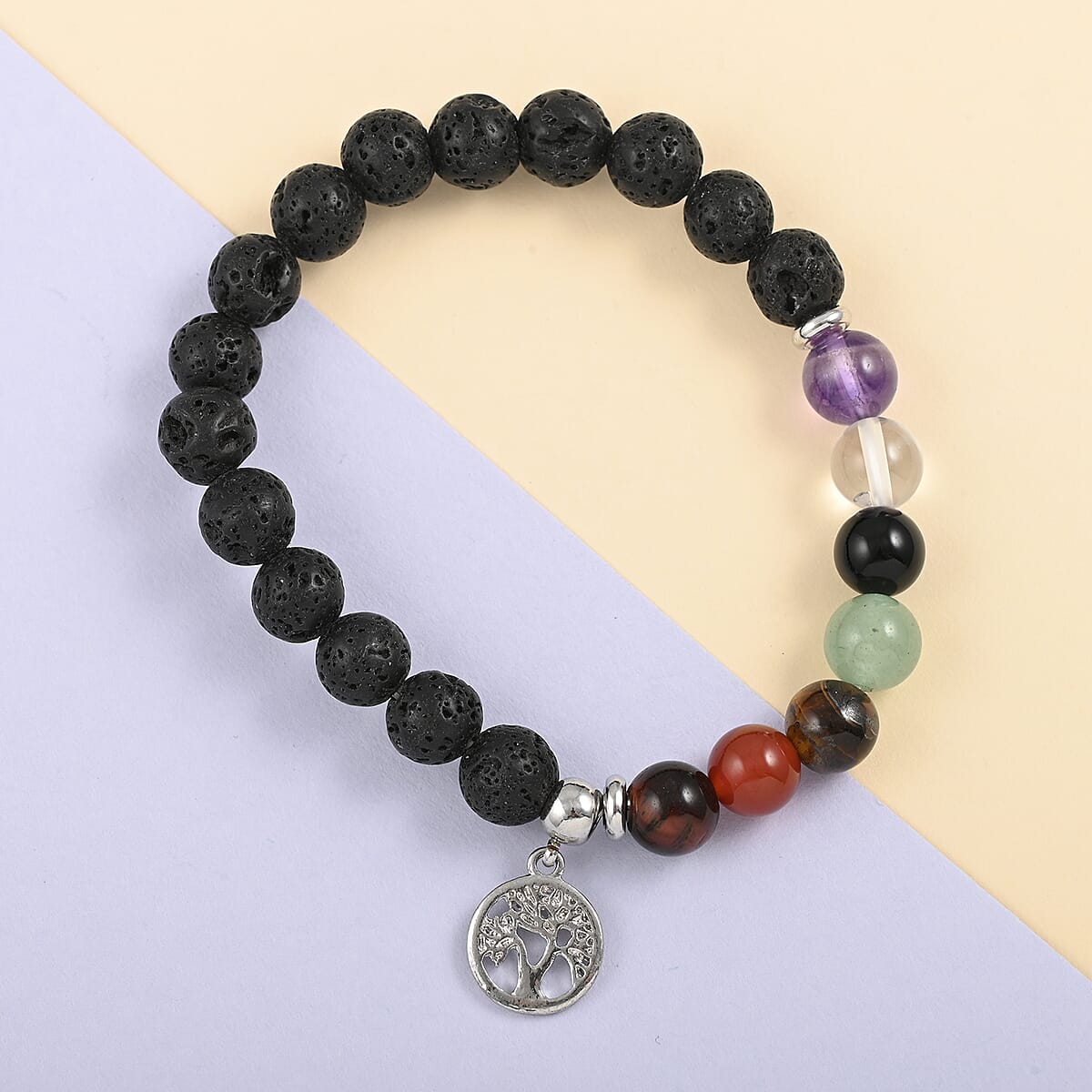 Buy Multi Gemstone Beaded Chakra Stretch Bracelet with Tree of Life ...