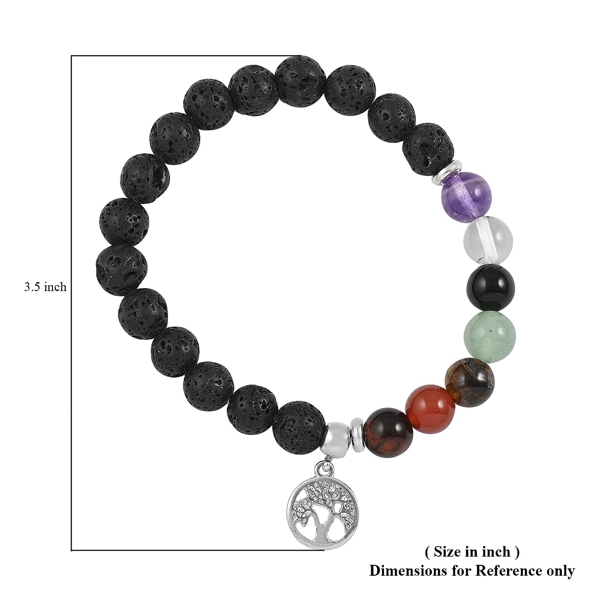 Buy Multi Gemstone Beaded Chakra Stretch Bracelet with Tree of Life ...