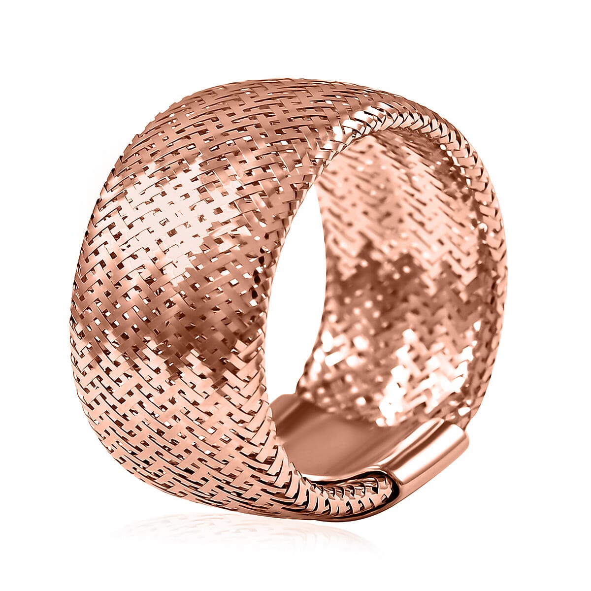 Buy Maestro Gold Collection Italian 10K Rose Gold Stretch Mesh Ring ...