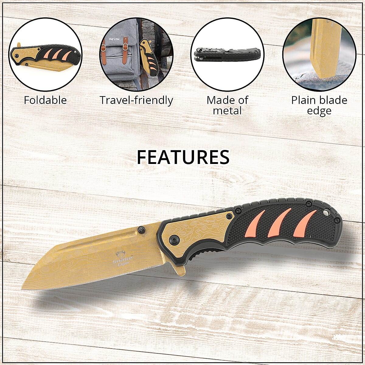 Buy SNAKE EYE Golden Pocket Knife at ShopLC.